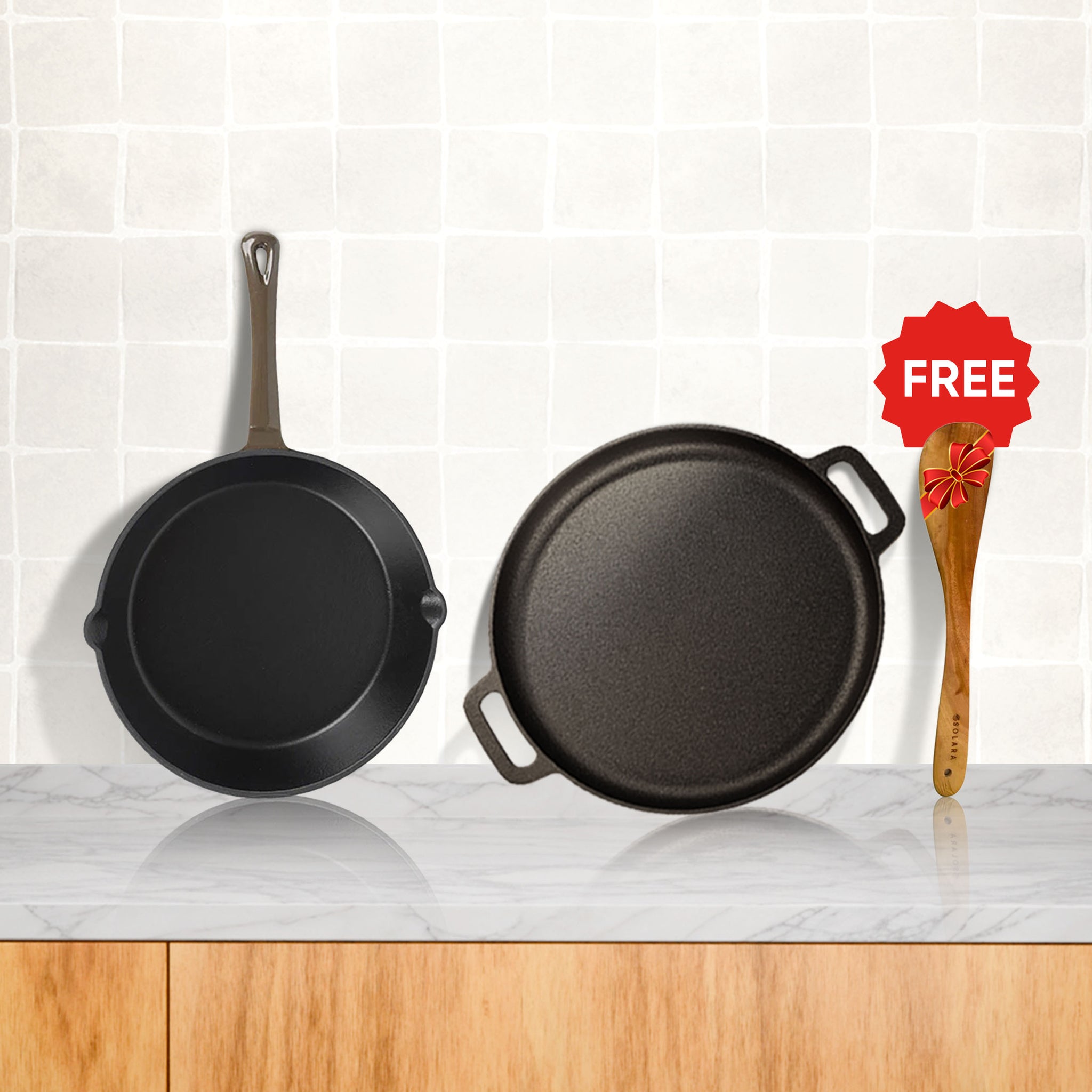 CrownStone Combo : Tawa With Two Loops 12' + Enamled Fry Pan 10'